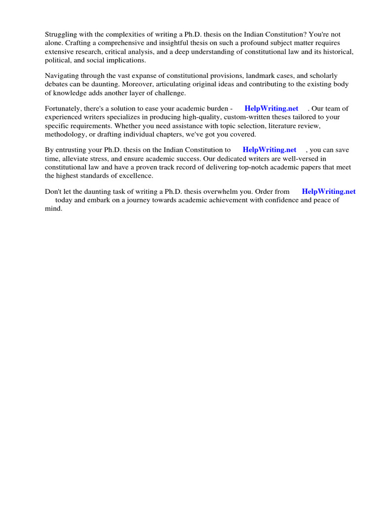 PHD Thesis On Indian Constitution | PDF | Constitution | Thesis
