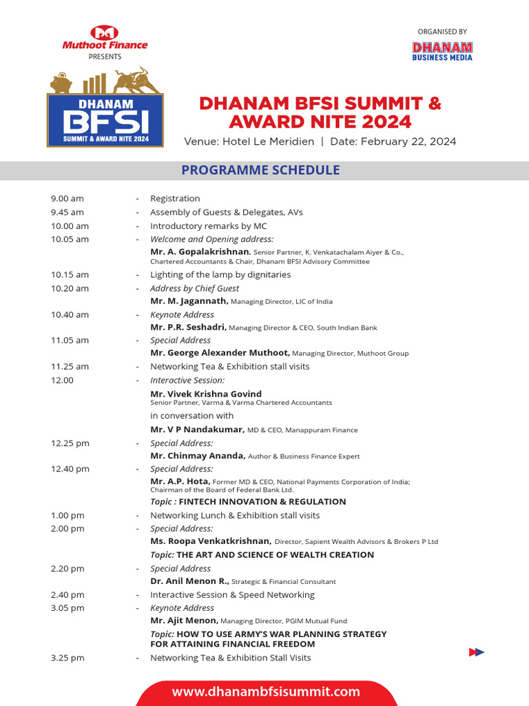 bfsi-programme-schedule-2024 | PDF