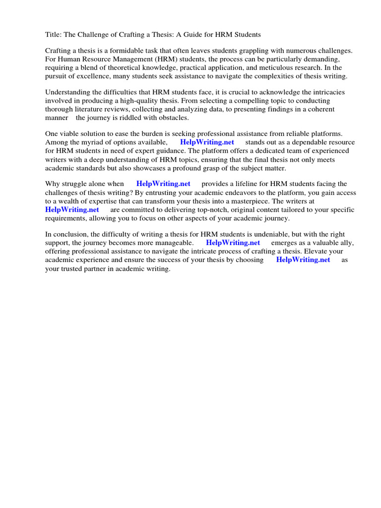 Thesis Sample HRM Students | Download Free PDF | Human Resource ...