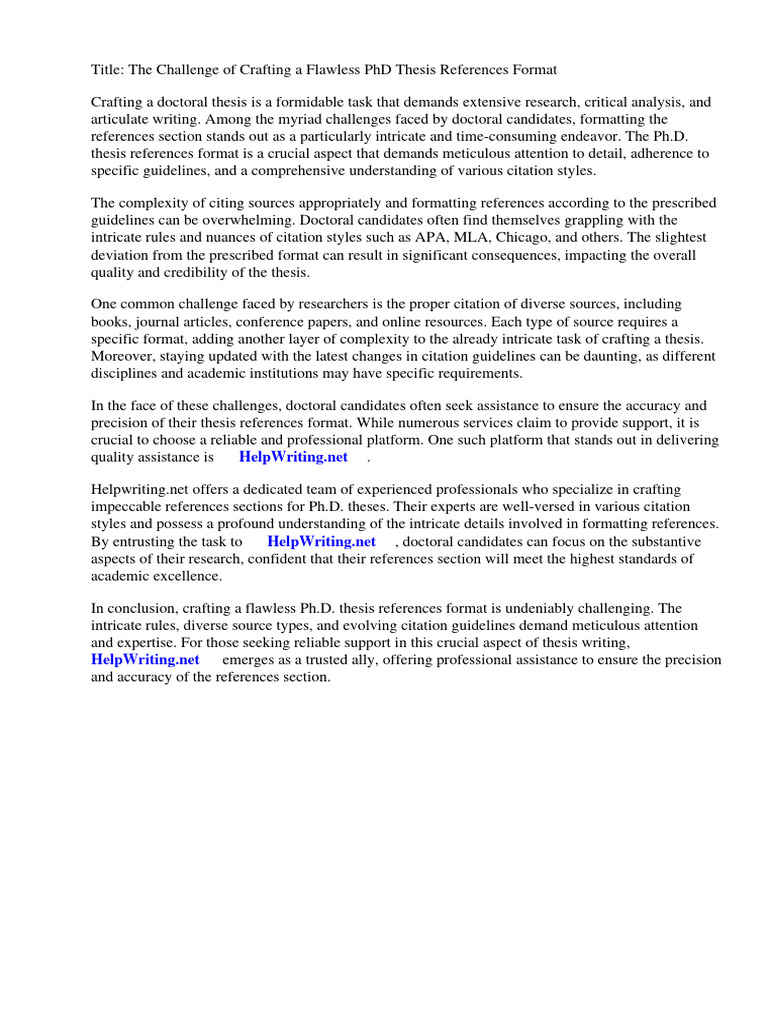 PHD Thesis References Format | Download Free PDF | Chemistry