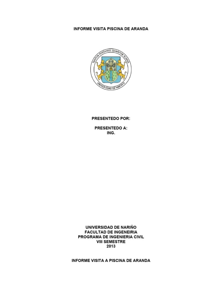 Informe Piscina de Aranda | PDF | Piscina | Agua