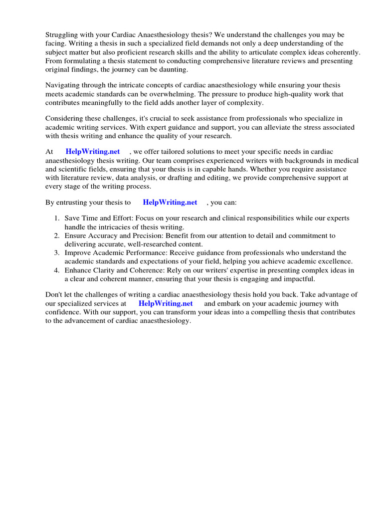 Cardiac Anaesthesiology Thesis | PDF | Heart | Surgery