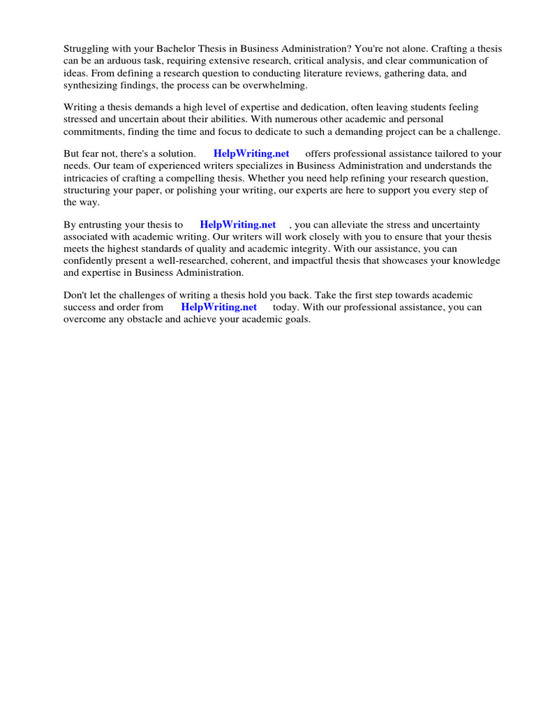 Bachelor Thesis Business Administration | PDF | Career & Growth