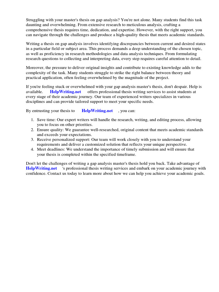Mastering Gap Analysis Thesis Writing | PDF | Thesis | Marketing