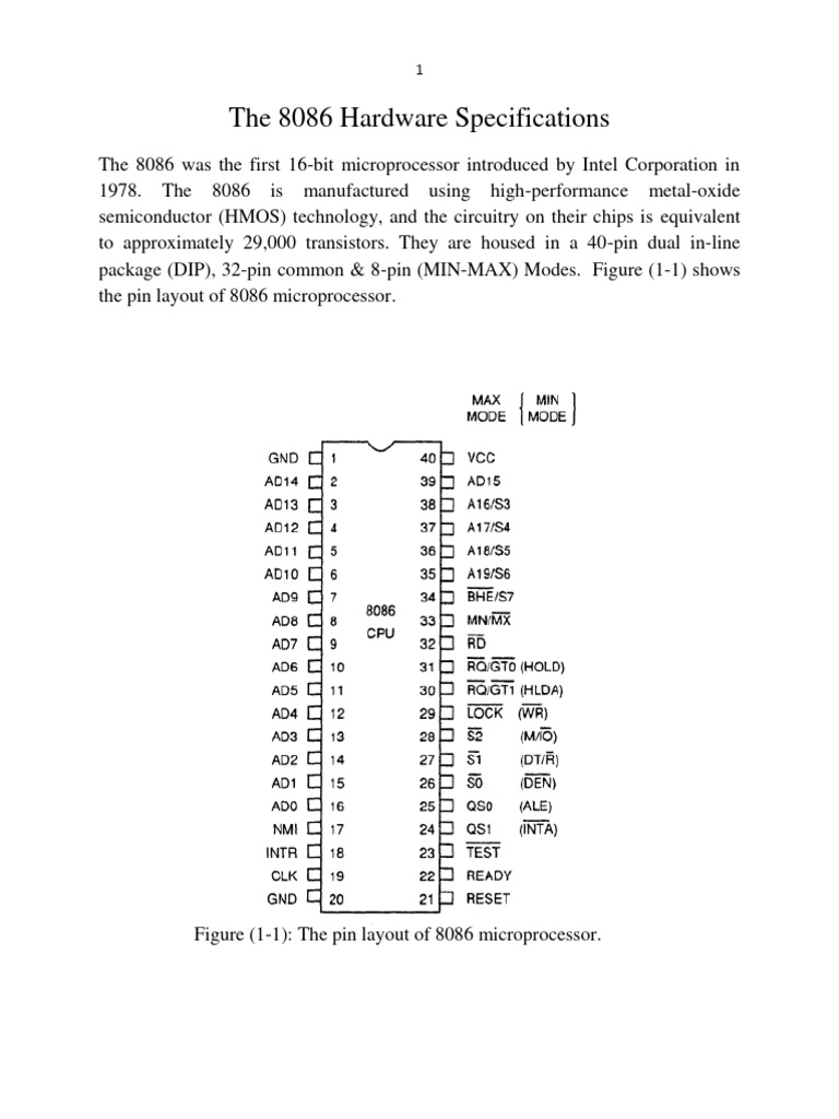 8086 Hardware Spicification | PDF | Input/Output | Central Processing Unit