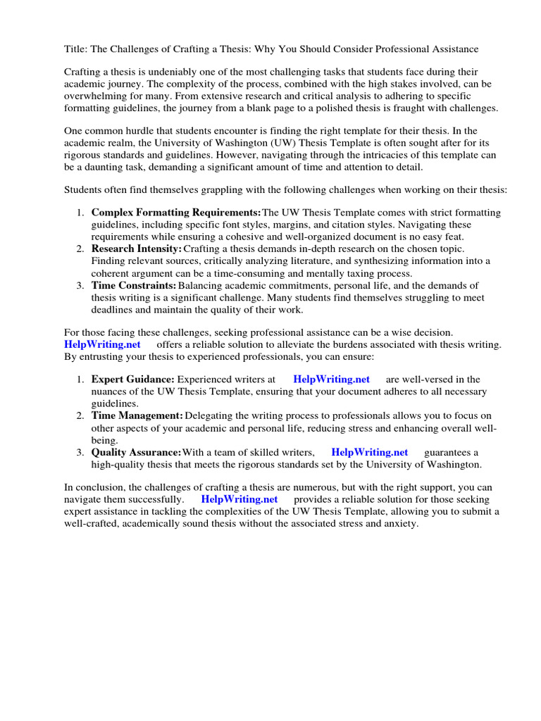 Uw Thesis Template | PDF | Thesis
