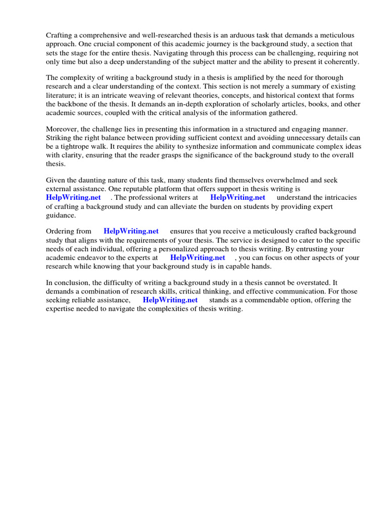 How To Write A Background Study in Thesis | PDF | Methodology | Organ ...