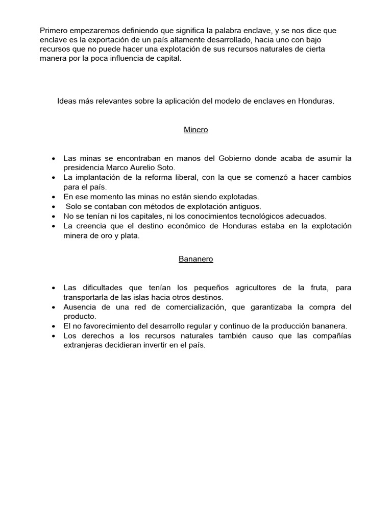 Enclaves en la Historia de Honduras | PDF | Política | Viajes y turismo