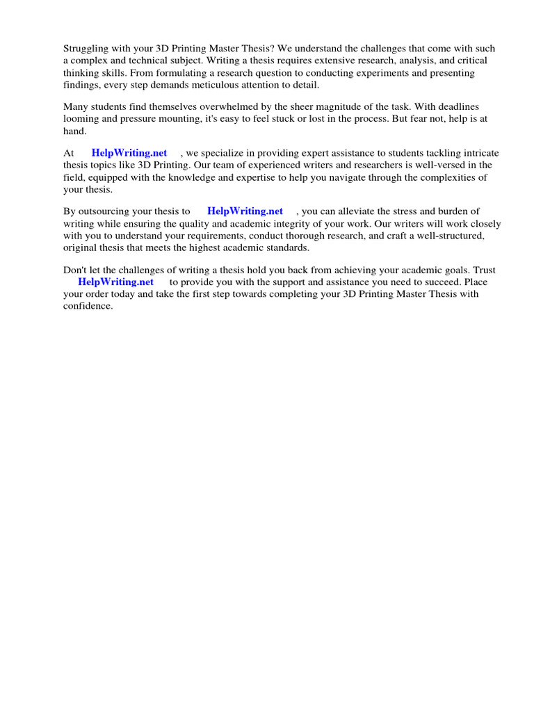3d Printing Master Thesis | PDF | 3 D Printing | Printer (Computing)