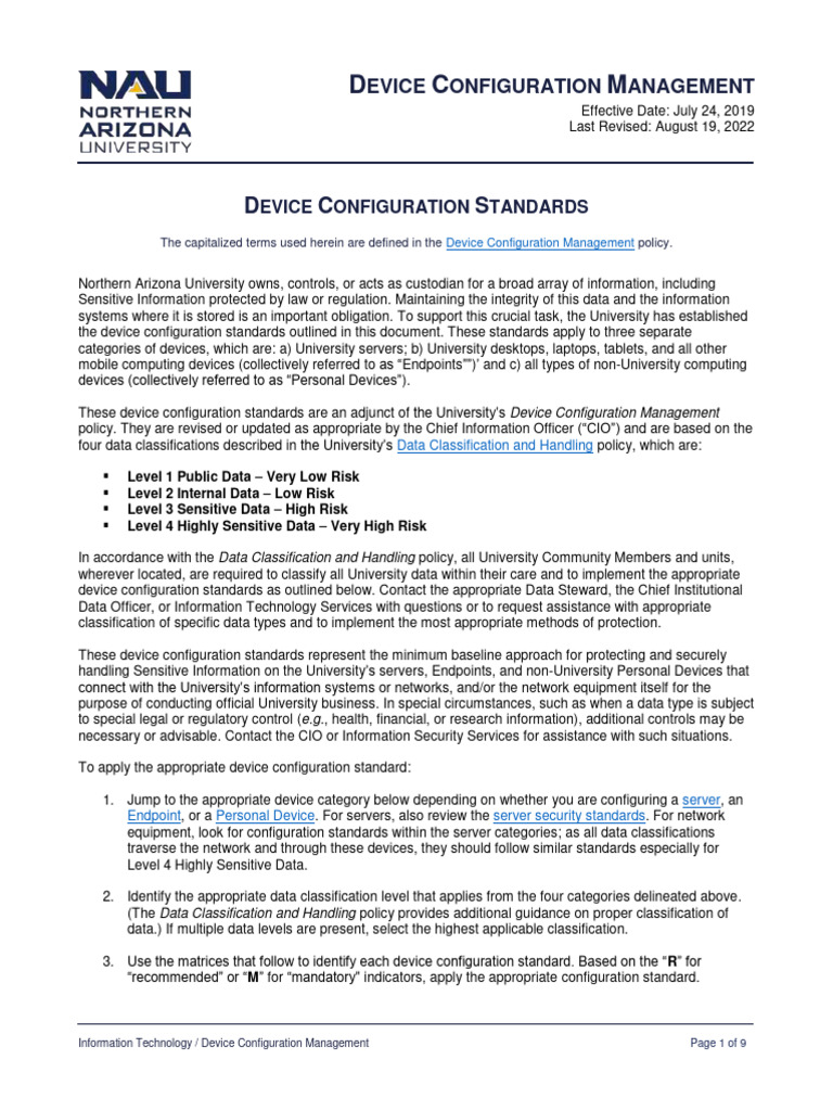 Device Configuration Standards | PDF | Information Security | Computer ...
