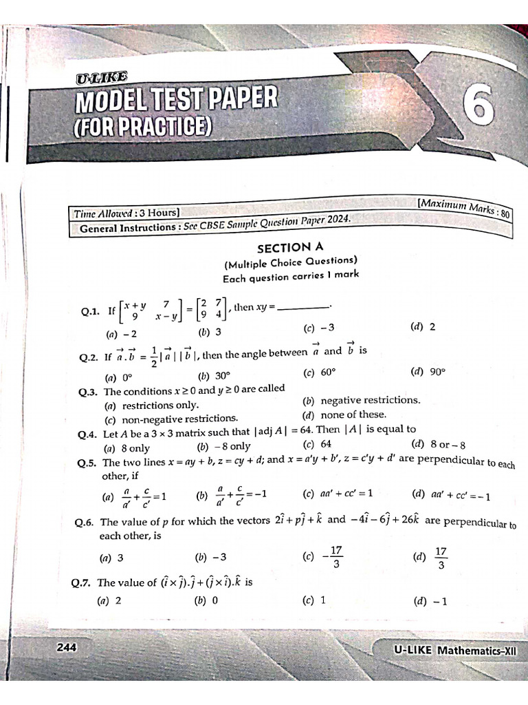 Ulike Sample Paper 6 | PDF