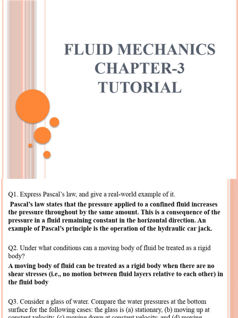 Fluids-Chapter 3-Tutorial-1 | PDF | Pressure | Motion (Physics)