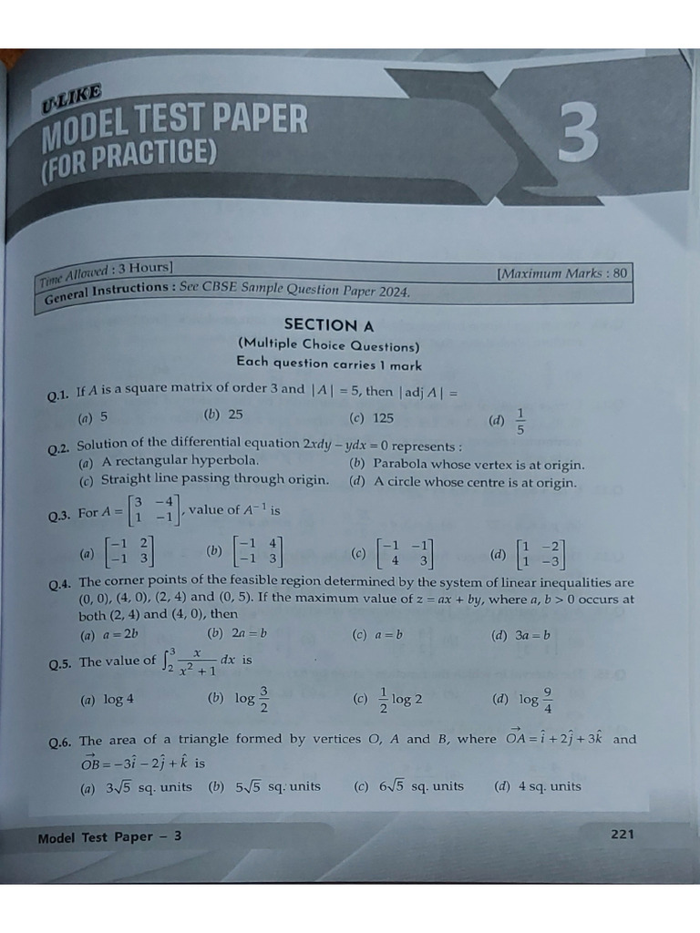 Ulike Sample Paper 3 | PDF