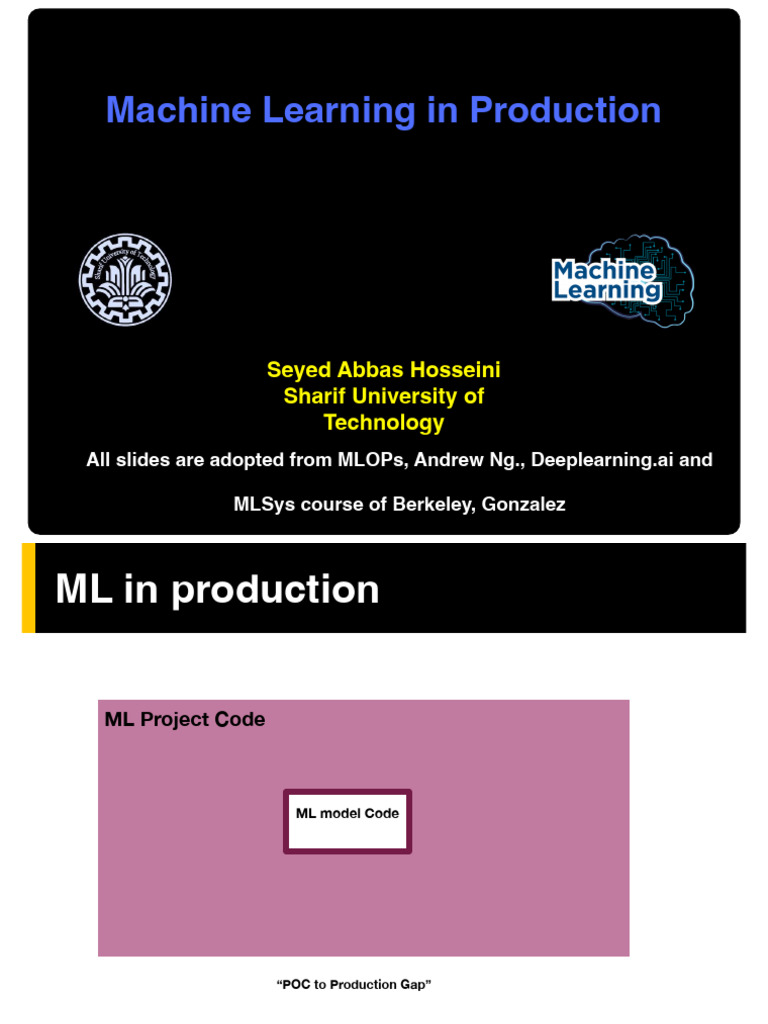 Machine Learning in Production: Seyed Abbas Hosseini Sharif University of Technology | PDF