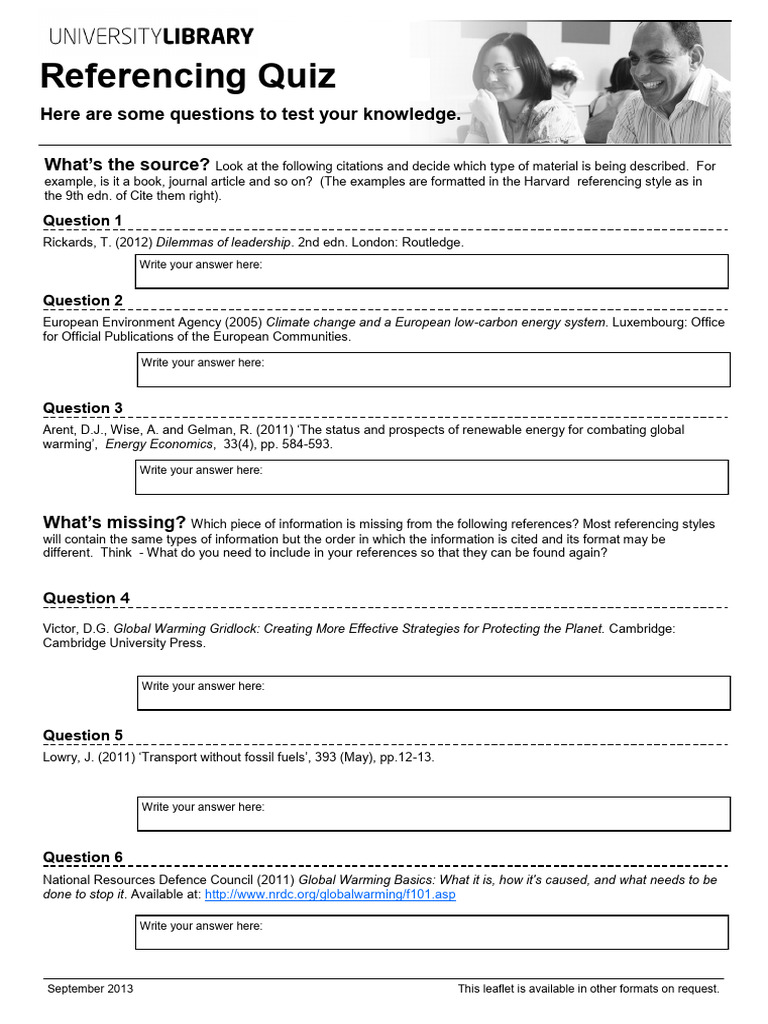 Referencing Quiz: Here Are Some Questions To Test Your Knowledge | PDF