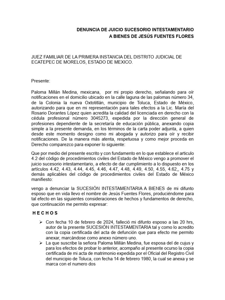 Sucesión Intestamentaria Jesús Fuentes | PDF | Instituciones sociales ...