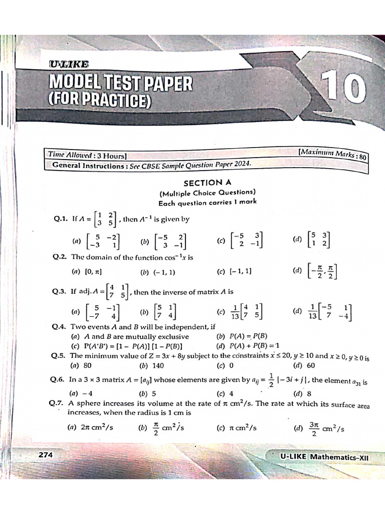 Ulike Sample Paper 10 | PDF