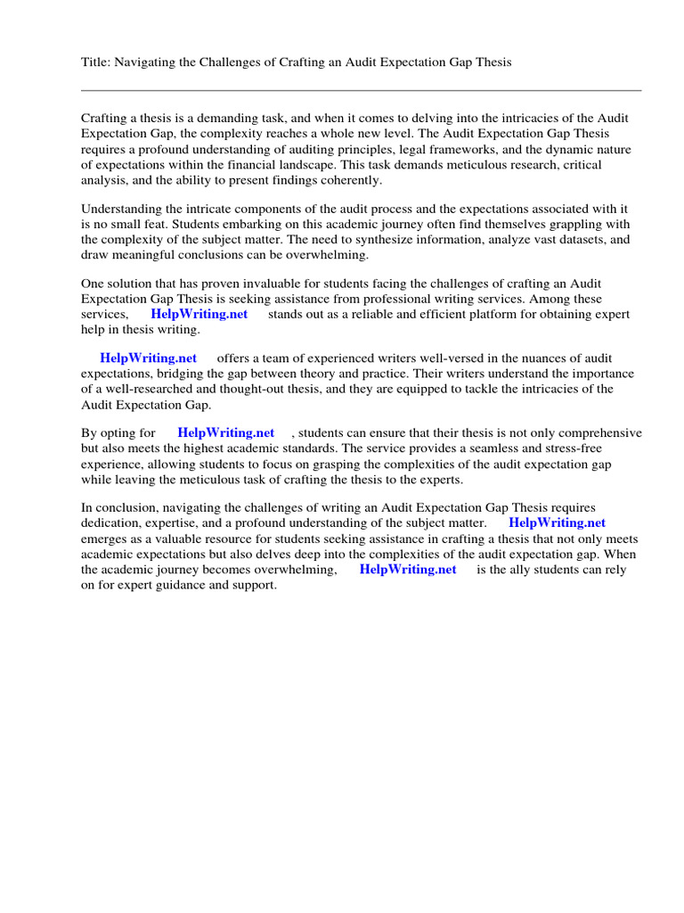 Audit Expectation Gap Thesis | PDF | Business