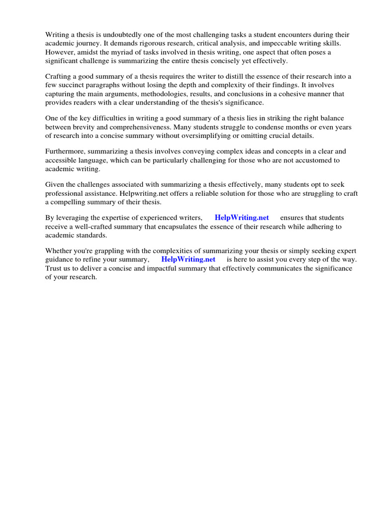 How To Write A Good Summary of A Thesis | Download Free PDF | Essays ...