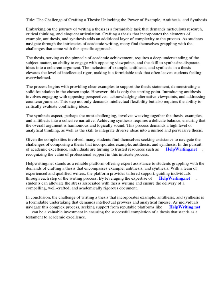 Example of Thesis Antithesis and Synthesis | PDF | Science & Mathematics