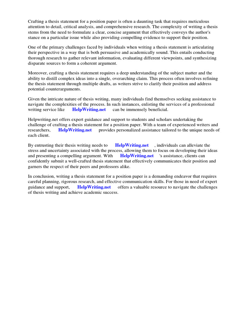 Thesis Statement For Position Paper | PDF | Essays | Thesis