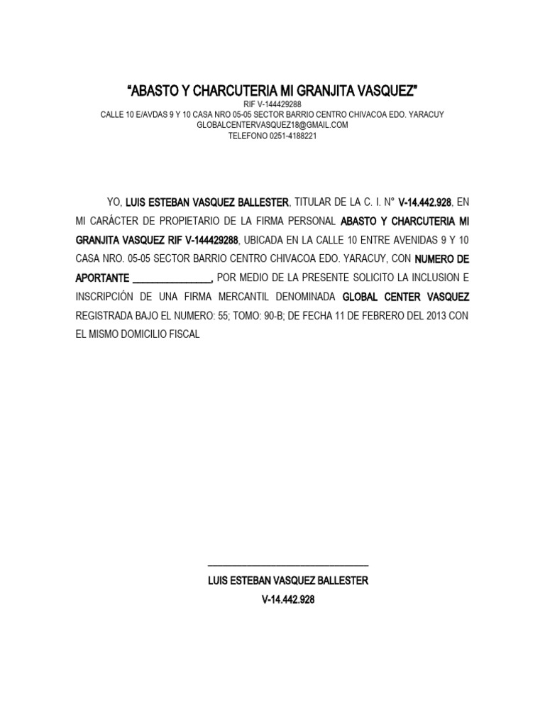 Carta de Inces | PDF