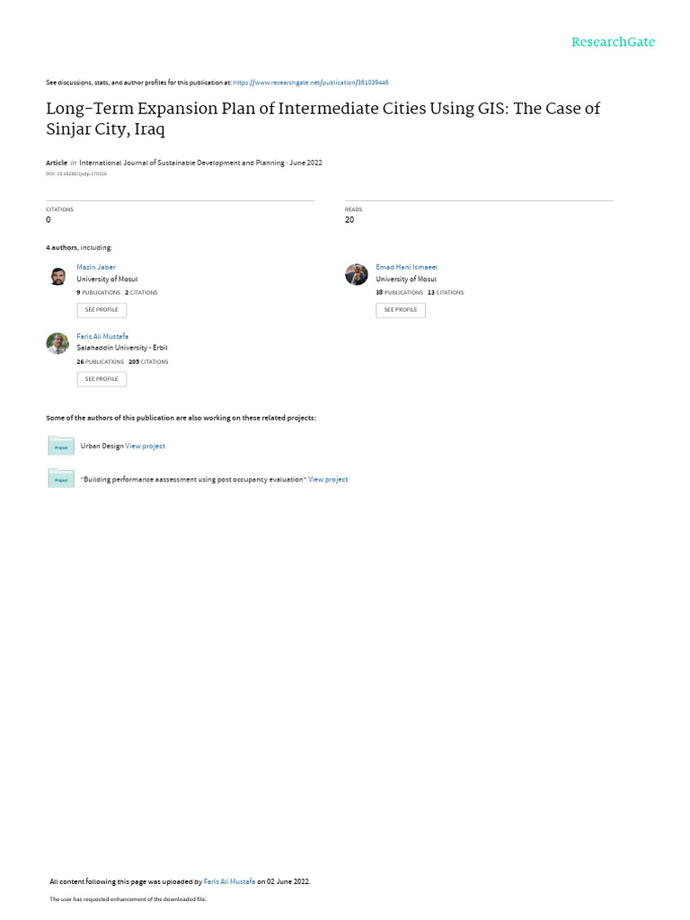 Long-Term Expansion Plan of Intermediate Cities Using GIS | PDF ...