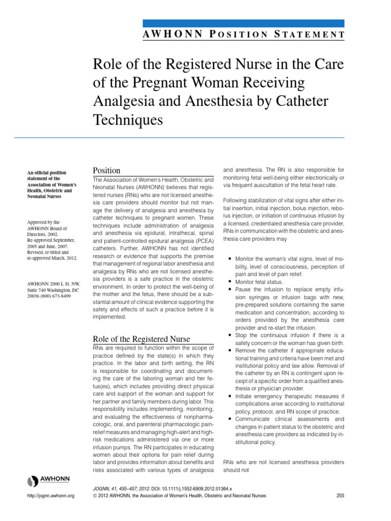Role of the Registered Nurse in the Care of the Pregnant Woman ...