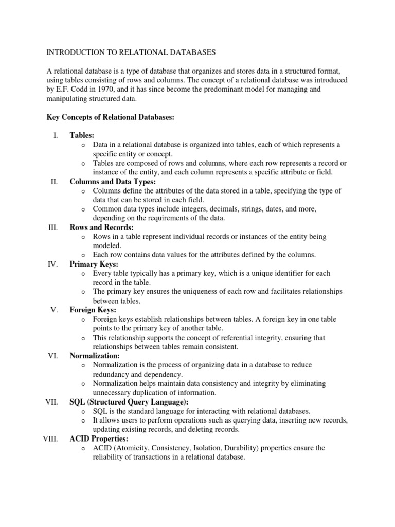 Introduction To Relational Databases | Download Free PDF | Relational ... Introduction To Relational Databases | Download Free PDF | Relational ...