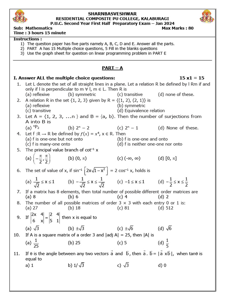 Maths - P2 - Pre Annual Exam (Paper) - 1 | PDF