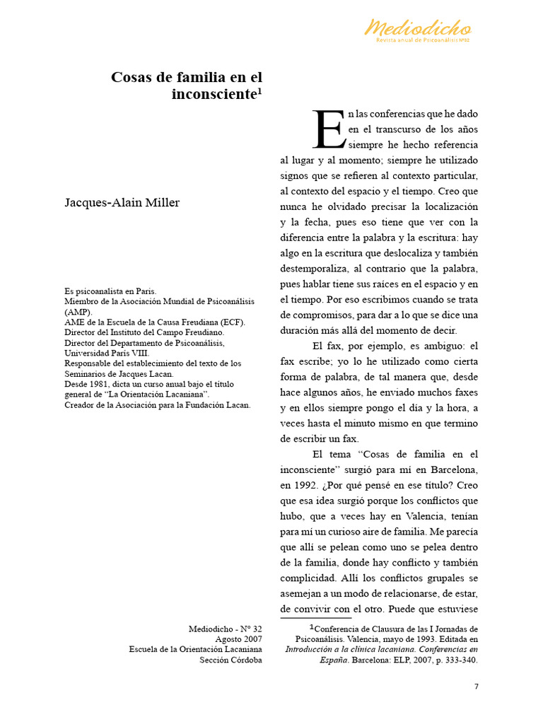 Cosas de Familia. Miller | PDF