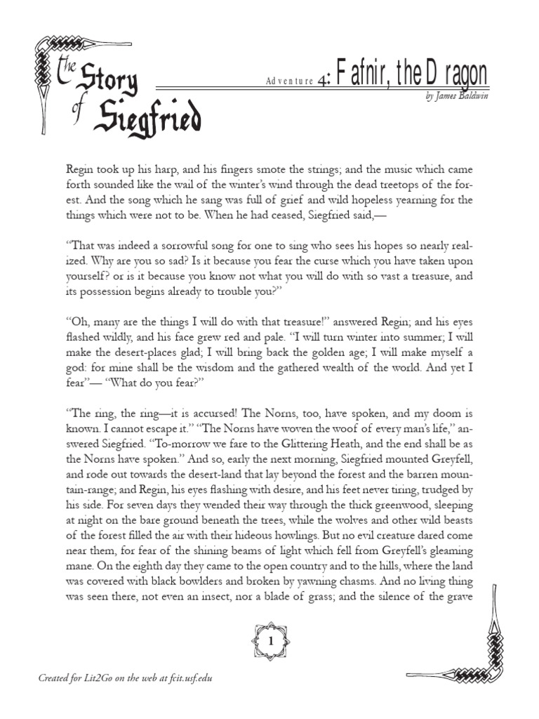 The Story of Siegfried 005 Adventure 4 Fafnir The Dragon | PDF