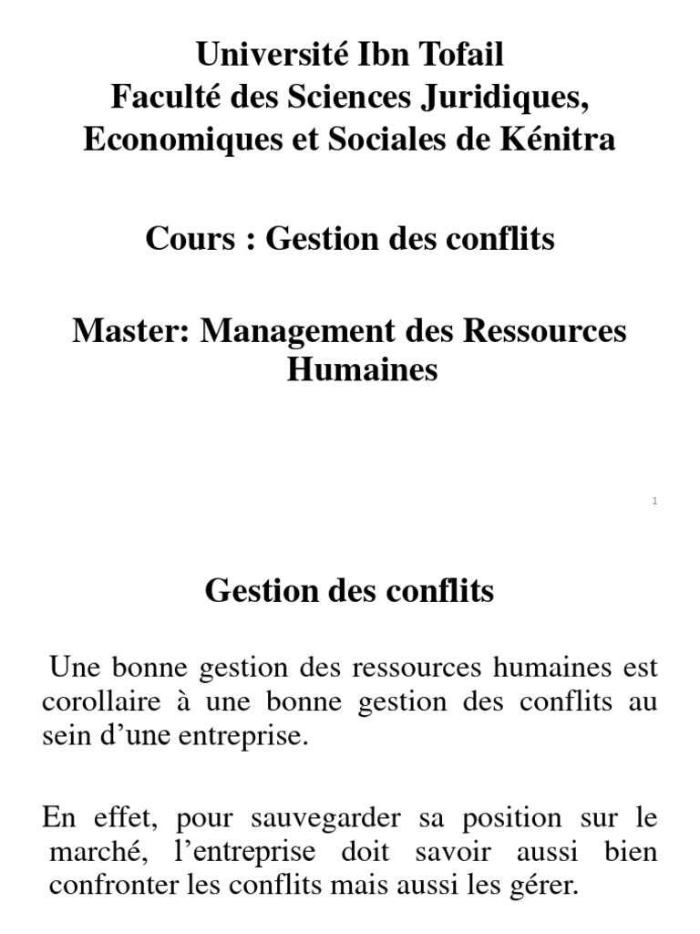 Gestion des Conflits en Entreprise | PDF | Médiation | Résolution de ...