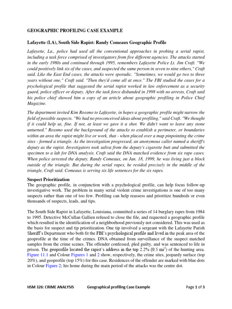 Geographic Profiling Case Example.docx | PDF