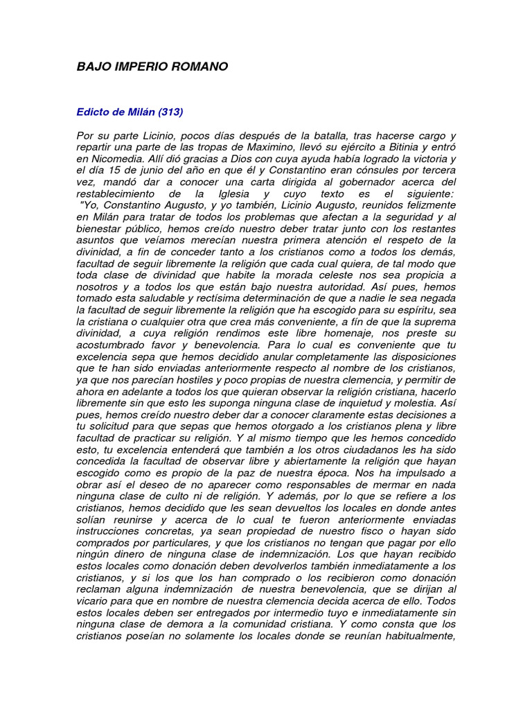 Edicto de Milán y Cambios en el Imperio | PDF | Constantino el grande | imperio Romano