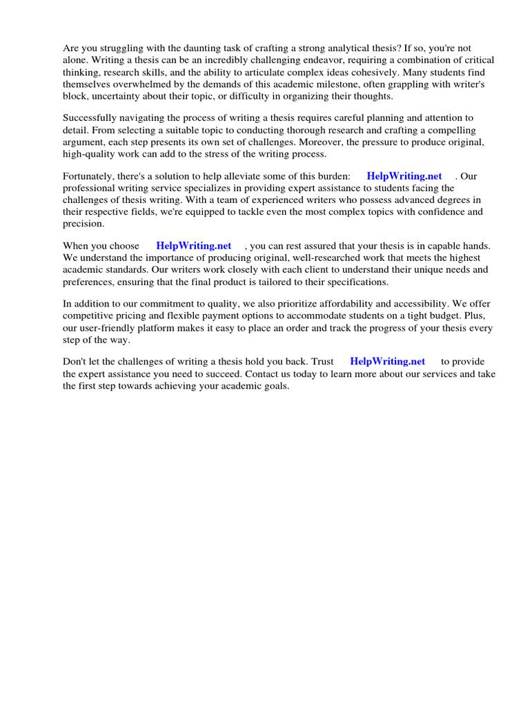 How To Write A Strong Analytical Thesis | PDF | Essays | Thesis