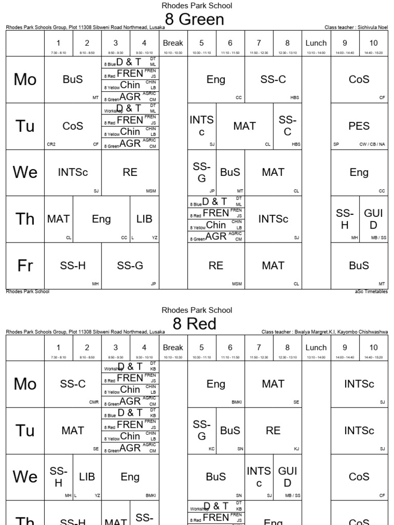 Term 3 Secondary Class Timetable | PDF