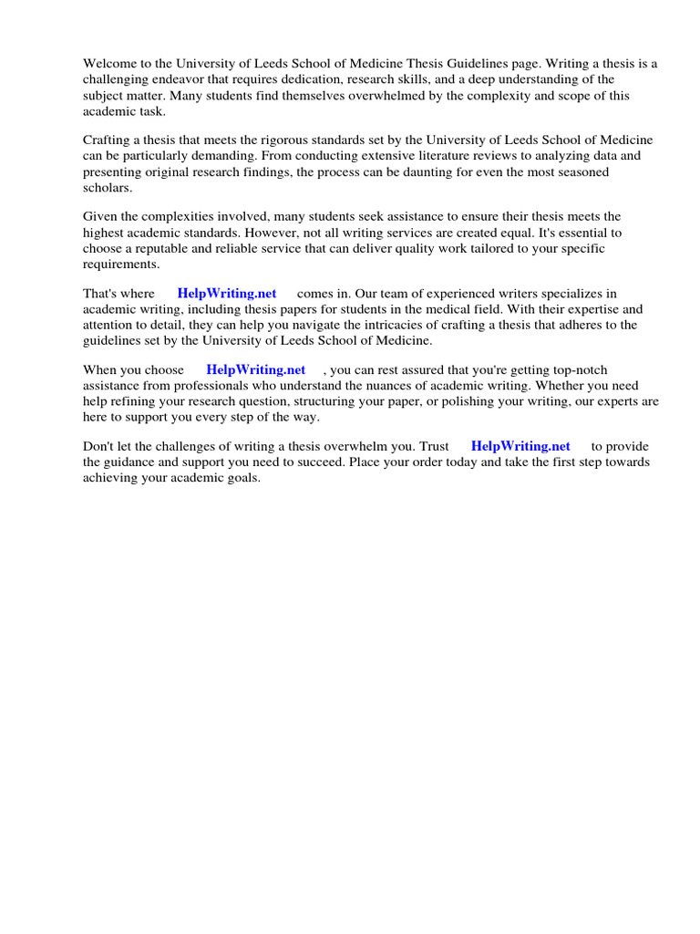 Leeds Med Thesis Writing Help | PDF