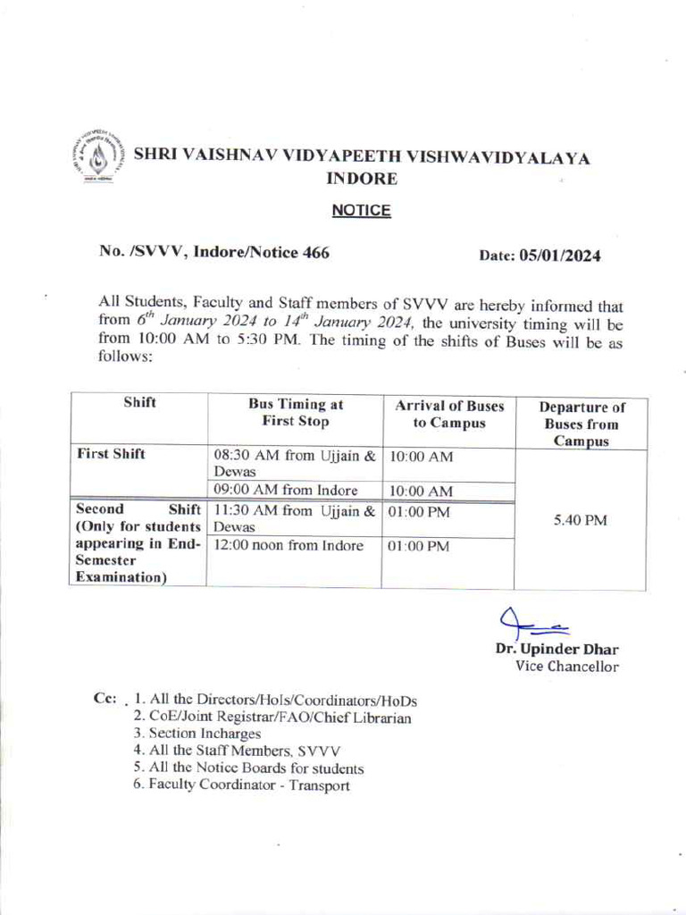 Notice # 466 (Bus Timing) | PDF