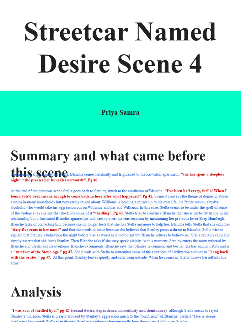 Streetcar Named Desire Scene 4 | PDF