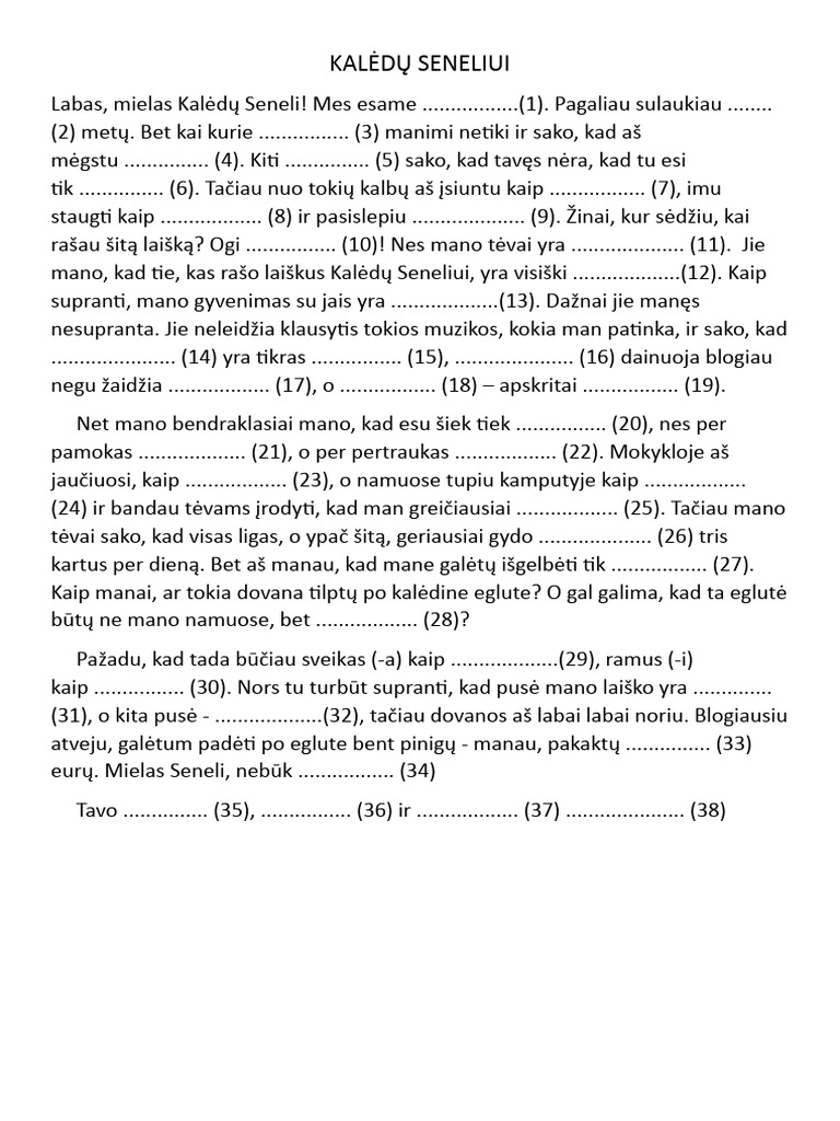 KALĖDŲ SENELIUI Laiškas | PDF