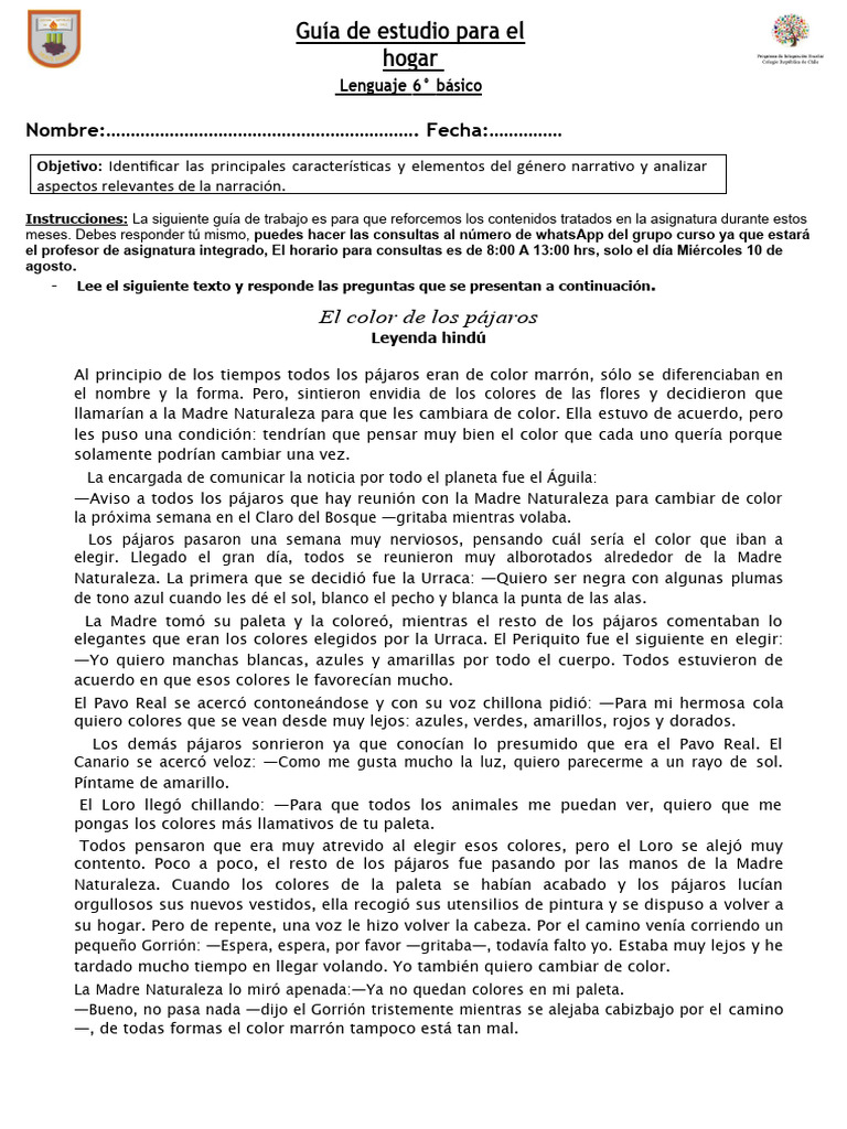 Guia Lenguaje y Com. Trabajo Remoto. Semana Del 09 Al 15 de Agosto ...
