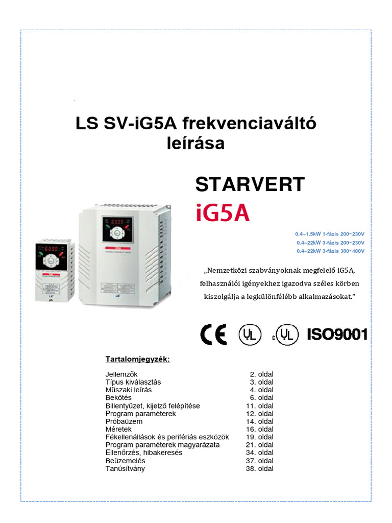 SV-iG5A LS Frekvenciavalto Leiras | PDF