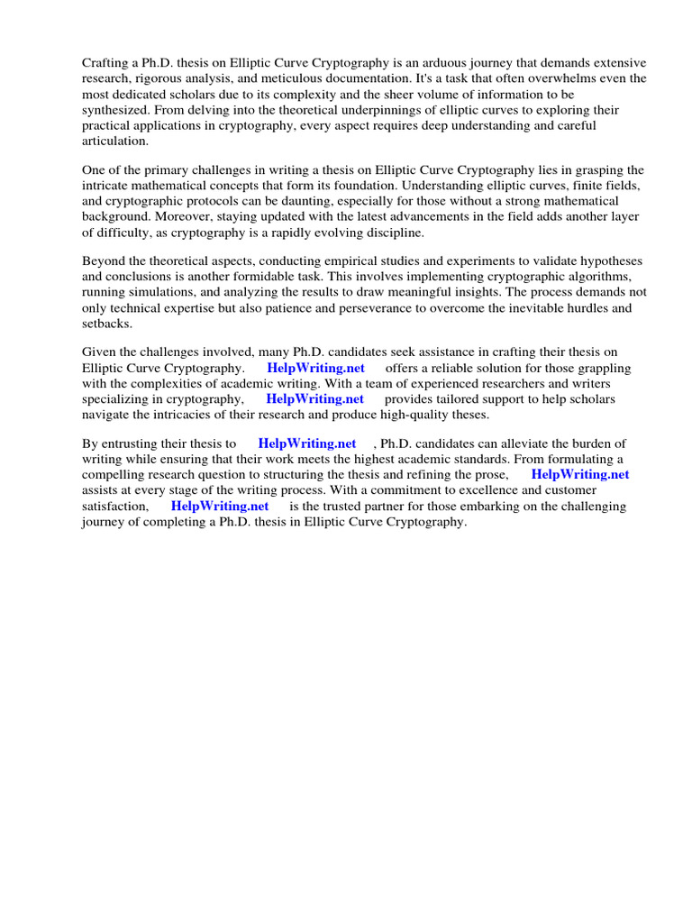 Ph.D. Thesis Help: Elliptic Curve Cryptography | PDF | Cryptography ...