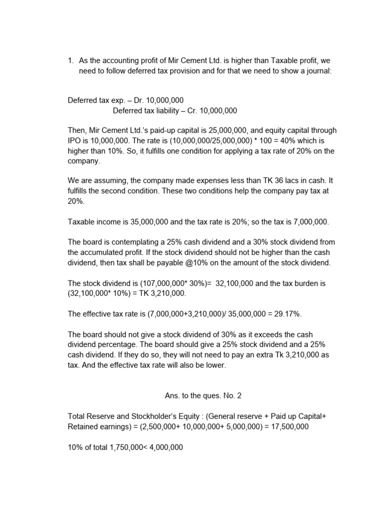 Corporate Tax Assignment | PDF