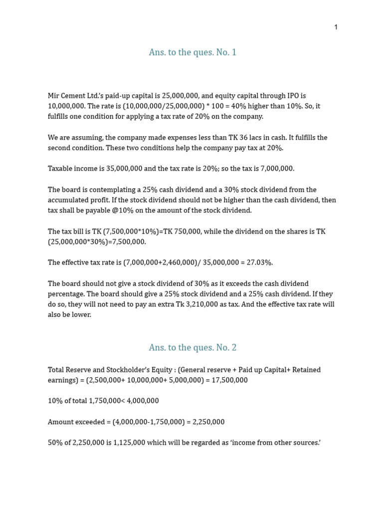 Corporate Tax Assignment | PDF