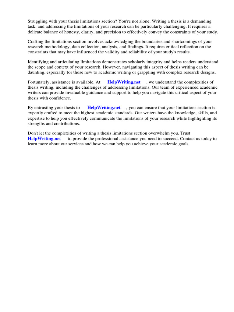 How To Write Thesis Limitations | PDF