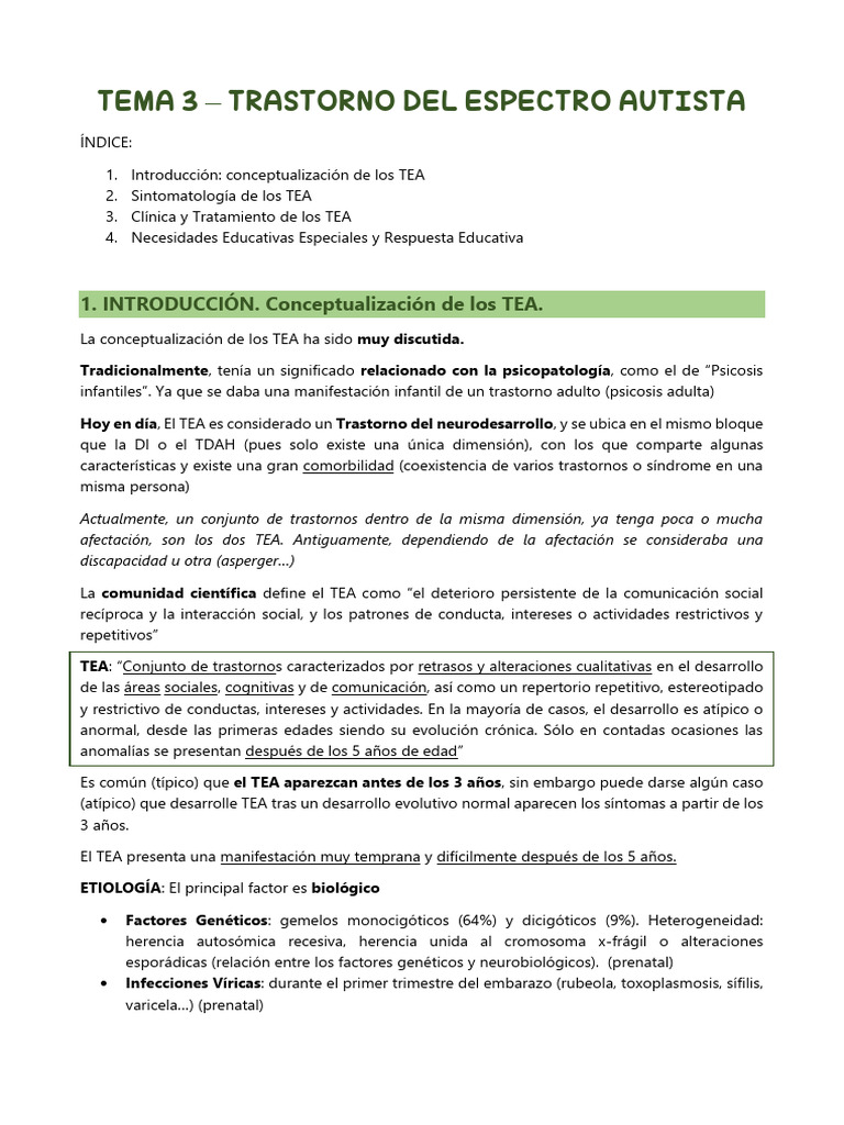 TEMA 3 | PDF | Espectro autista | Síndrome de Asperger