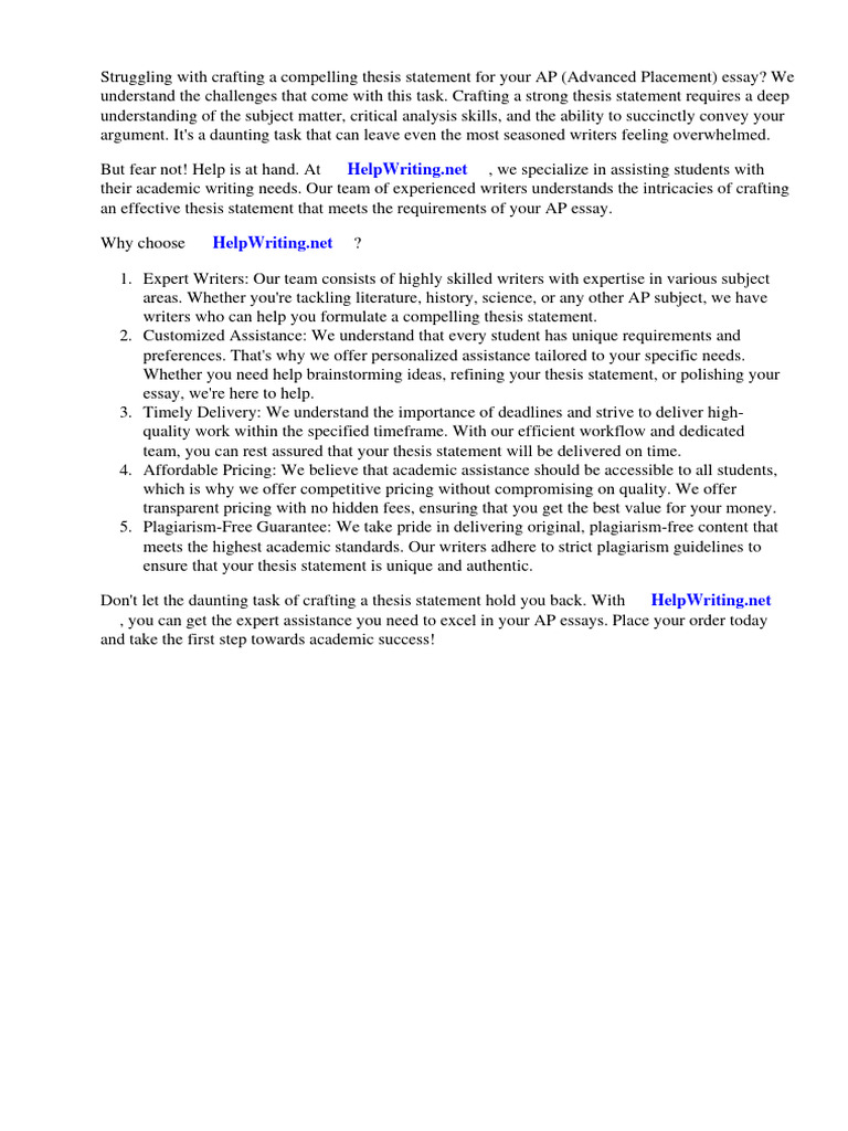 AP Thesis Statement Examples | PDF