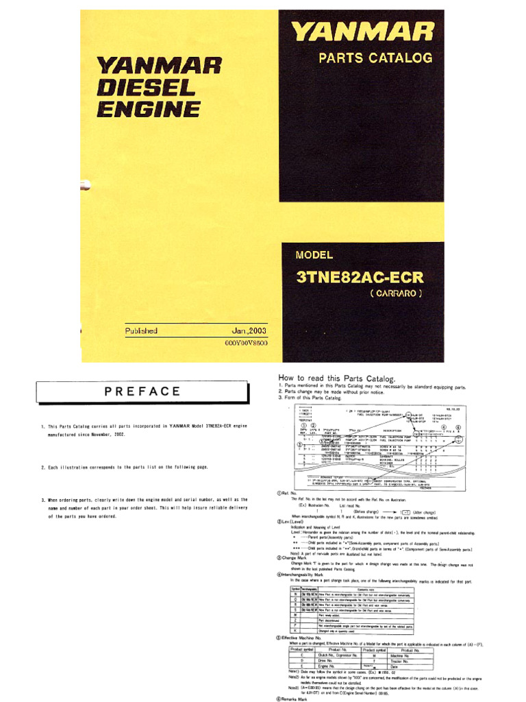 ReservedelskatalogYanmar3TNE82AC ECR | PDF